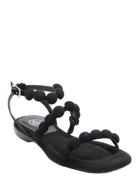 Ash Pompom Detail Sandal - Black