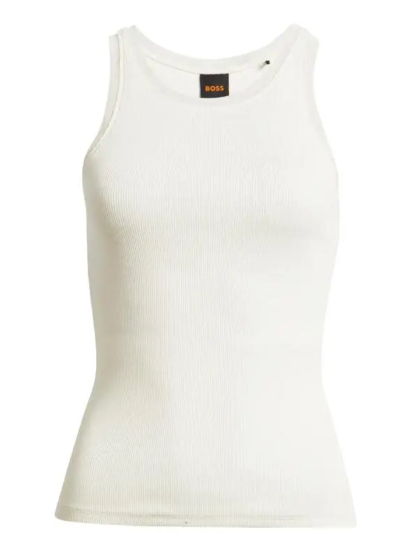Hugo Boss Ribbed Stretch Cotton Tank - Open White