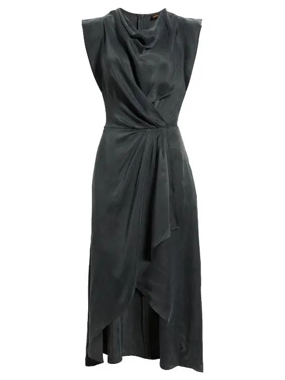 Hugo Boss Dratty Draped Midi Dress - Open Grey