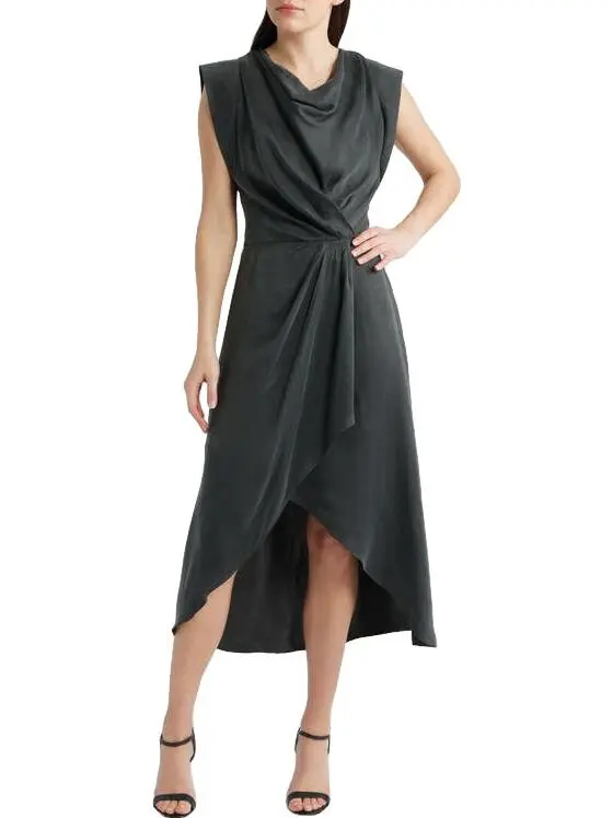 Hugo Boss Dratty Draped Midi Dress - Open Grey