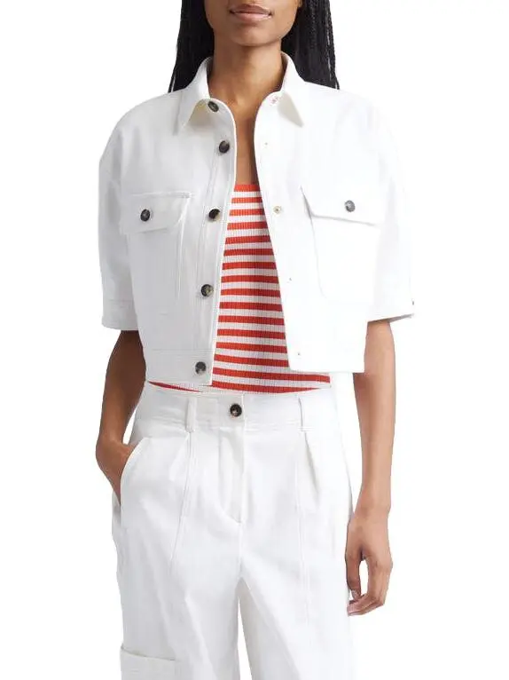 Max Mara Ottano Cropped Cotton-blend Twill Jacket - Optical White