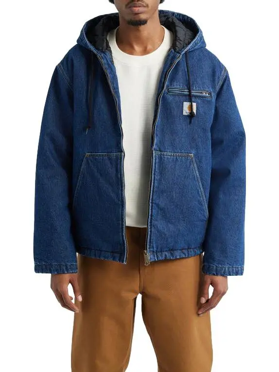 Carhartt Work In Progress Cleveland Hooded Jacket - Blue (stone Washed)