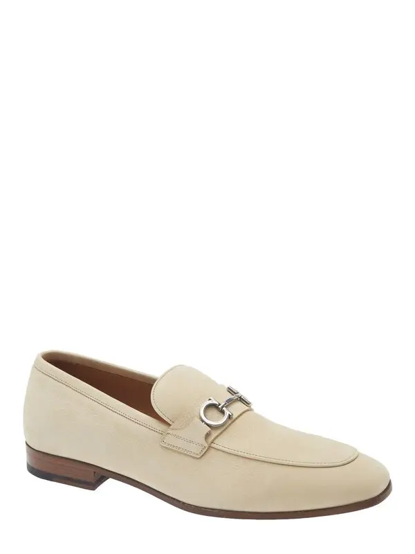 FERRAGAMO Balty Double Gancio Bit Loafer - Ecru New Biscotto