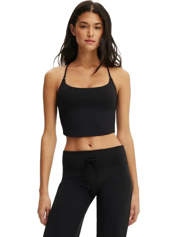 Cotton:on Active Ultra Soft Cropped Twist Back Tank - Black
