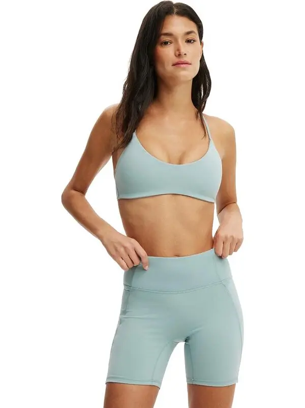 BODY Active Ultra Soft Scoop V Crop - Teal Mist