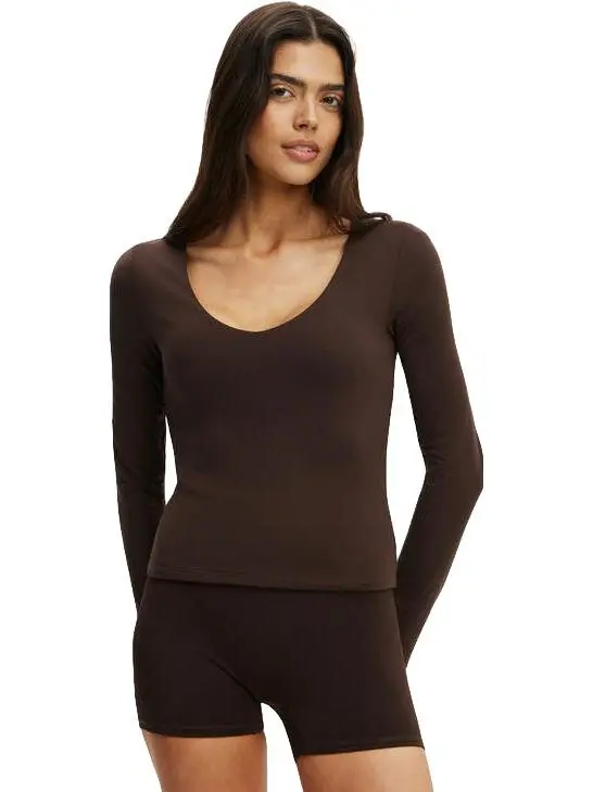 BODY Active Ultra Soft Scoop Neck Long Sleeve - French Roast