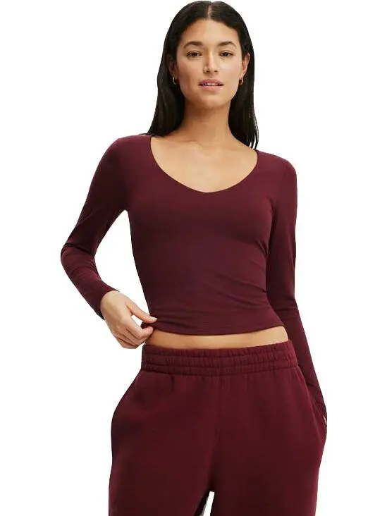 Cotton:on Active Ultra Soft Scoop Neck Long Sleeve - Gingerberry
