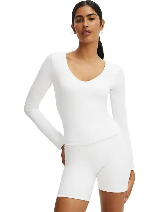 BODY Active Ultra Soft Scoop Neck Long Sleeve - White