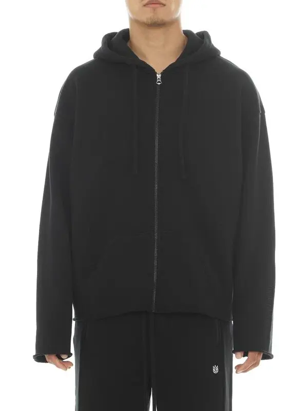 CULT OF INDIVIDUALITY Core Raw Hem French Terry Zip Hoodie - Black