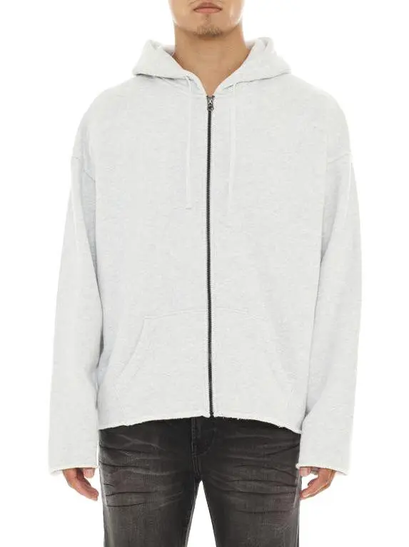 CULT OF INDIVIDUALITY Core Raw Hem Zip Hoodie - Heather Grey