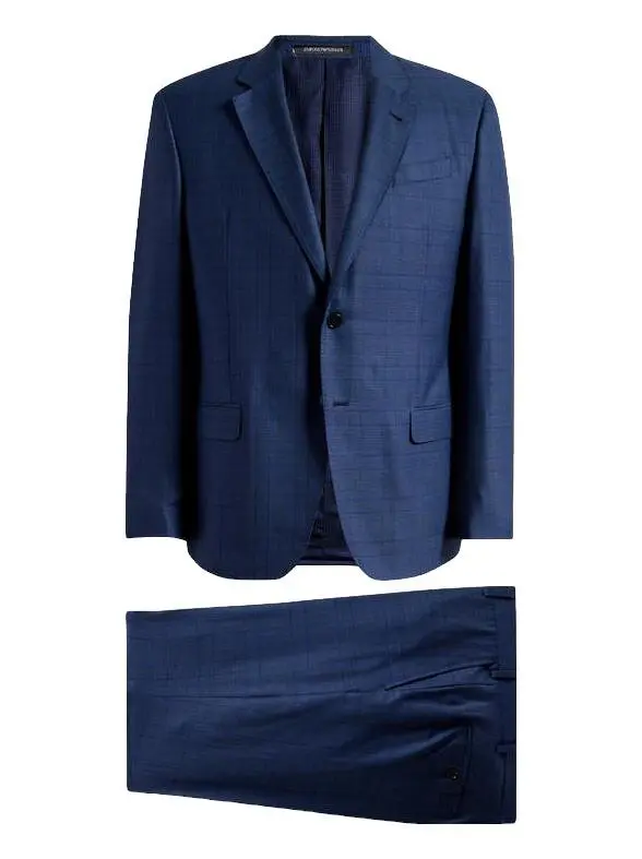 Emporio Armani Check Wool & Silk Suit - Navy