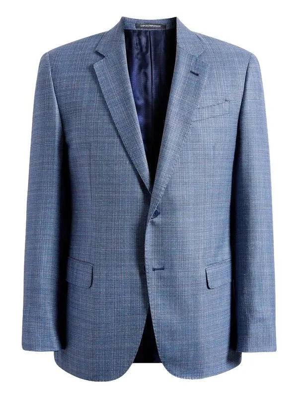 Emporio Armani Slub Mélange Wool & Silk Blend Sport Coat - Blue