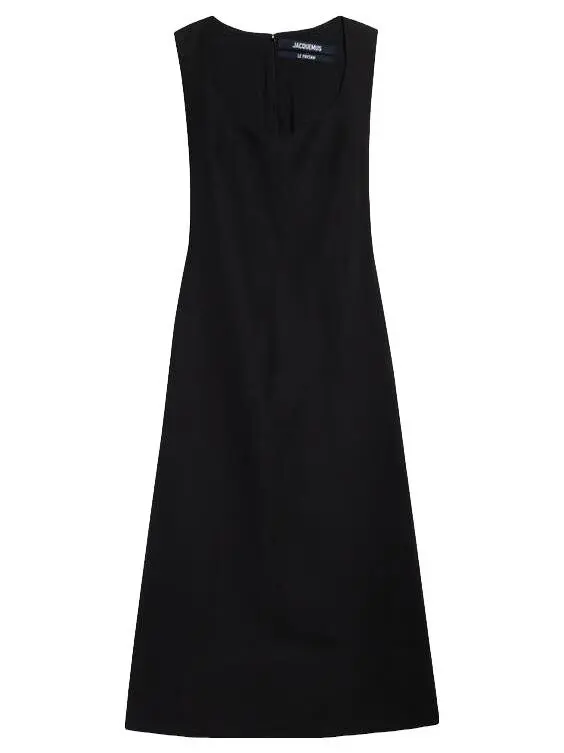 Jacquemus Tablier Linen Blend Midi Dress - Black
