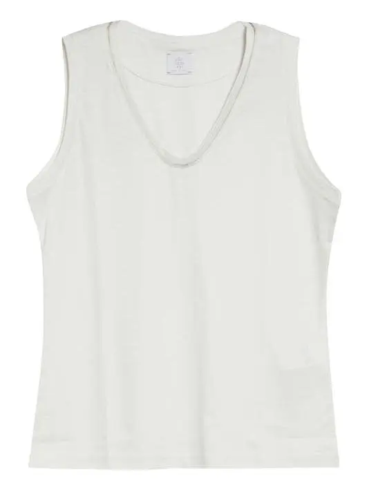 Eleventy Trimmed Knit Tank - 00 Ivory