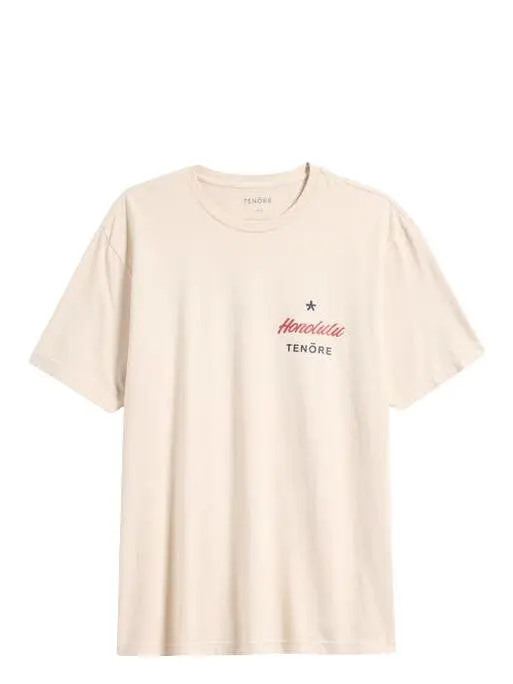 TENŌRE Honolulu Star Graphic Print T-shirt - Light Khaki
