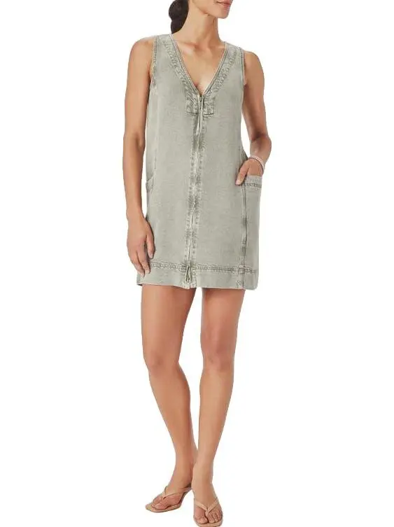 Splendid Lounge Zip Front Mini Dress - Eucalyptus Green