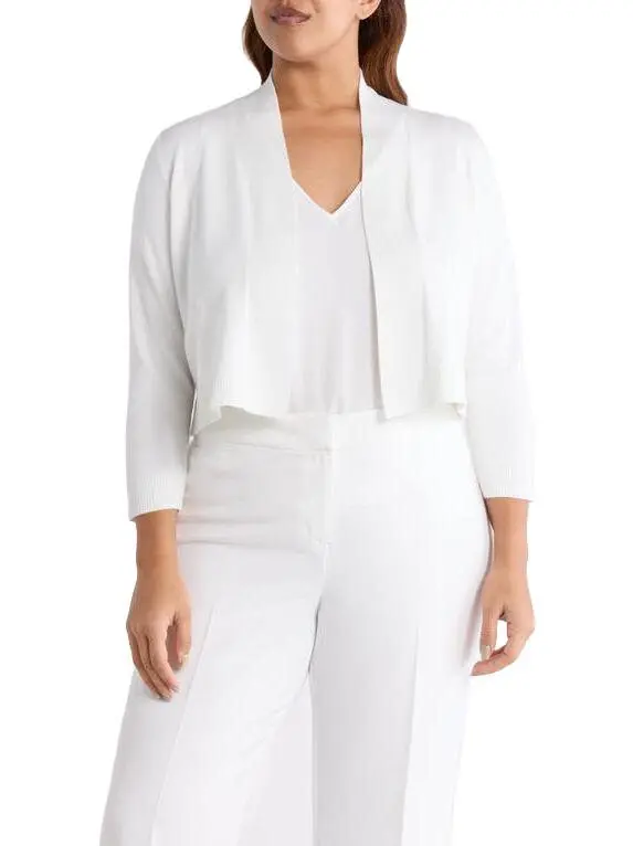 KASPER Kissing Front Crop Shrug - Lily White