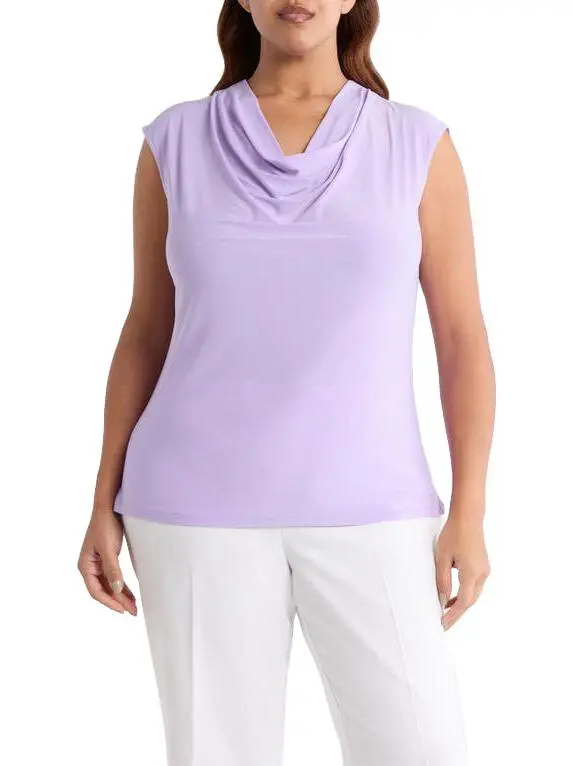 KASPER Cowl Neck Cap Sleeve Top - Lavender Mist
