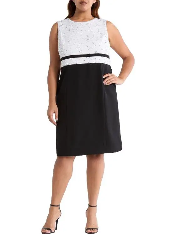 KASPER Sleeveless Sheath Dress - Lily White/black