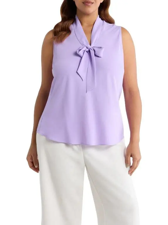 KASPER Sleeveless Tie-neck Top - Lavender Mist