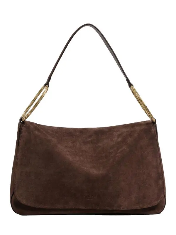 TWINSET Liliane Suede Shoulder Bag - Coffee