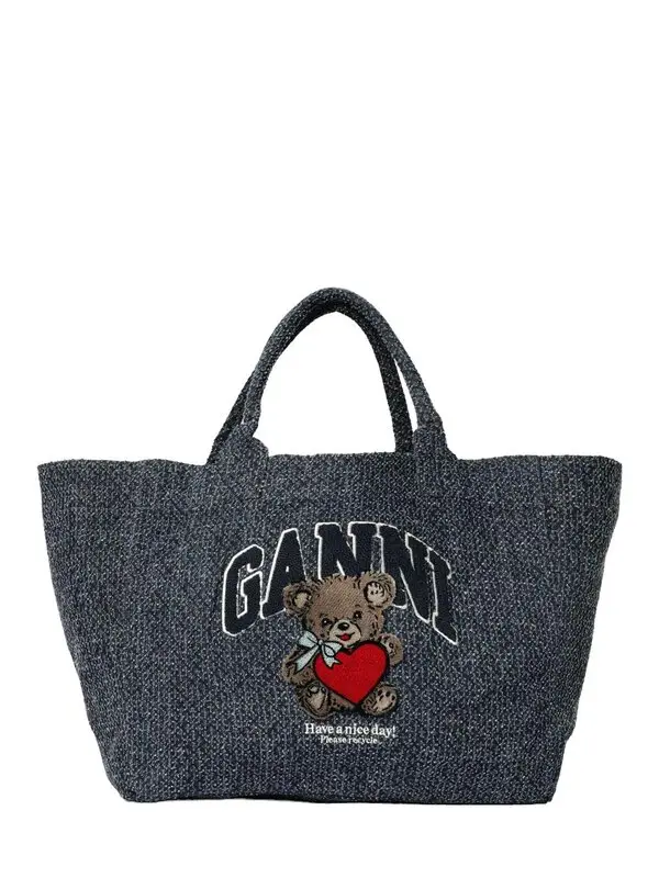 GANNI Embroidered Tote - Blue