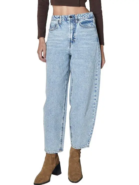 UNPUBLISHED Taylor High-waist Crop Barrel Leg Jeans - Lucid
