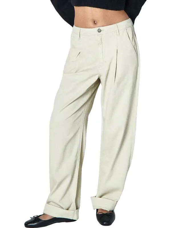 UNPUBLISHED Zoey Pleat Front Wide Leg Pants - Canvas