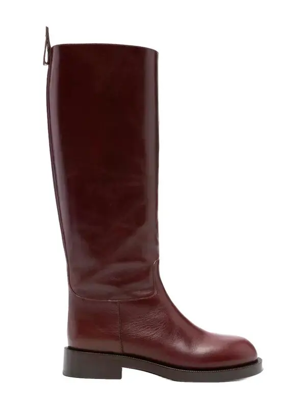 Rabanne Leather Knee High Boots - Red