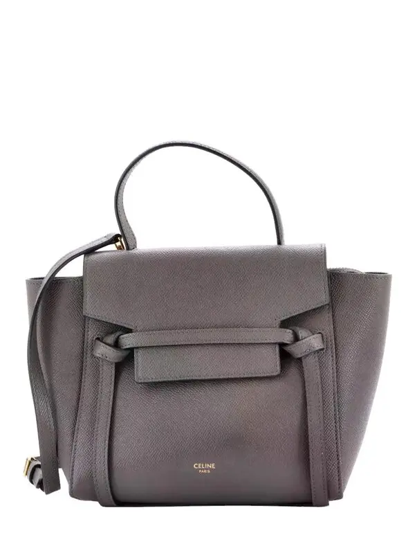 Celine Belt Bag Textured Leather Nano Shoulder Bag - Grey