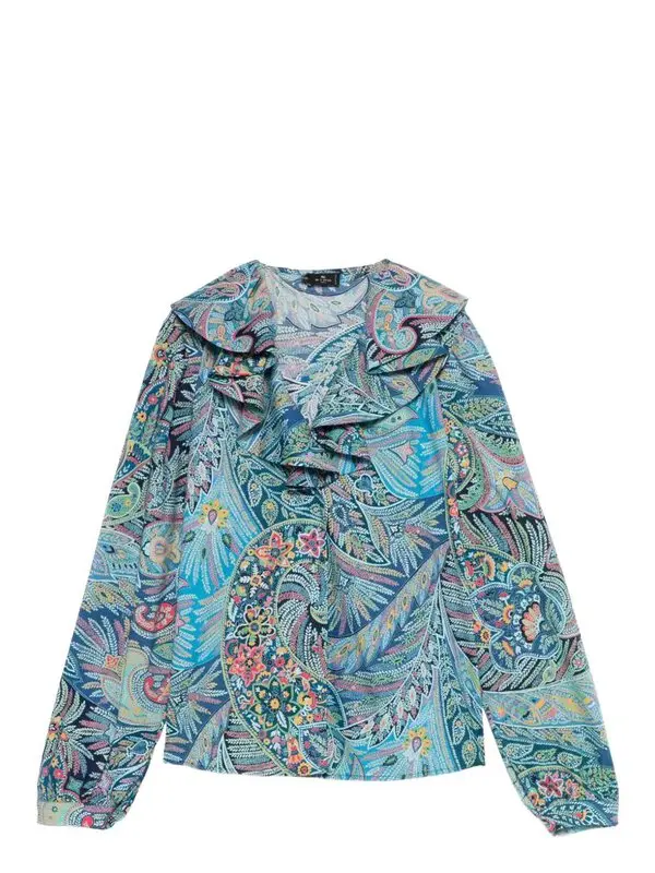 Etro Ruffled Floral Shirt - Blue