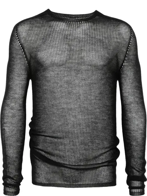 Rick Owens Ribbed Crew-neck Sweater - Black