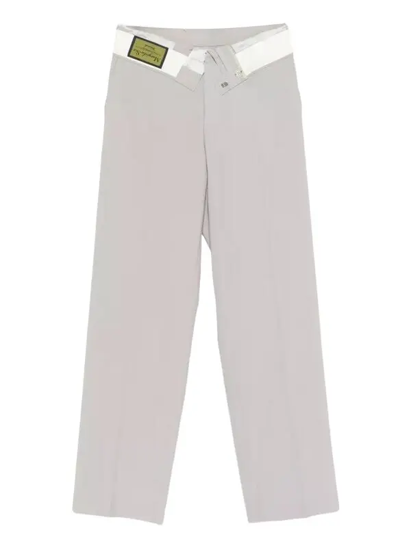 MAISON MARGIELA Asymmetric-waistband Straight Leg Trousers - Grey