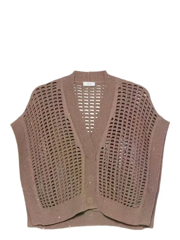 Peserico V-neck Open-knit Cardigan - Brown