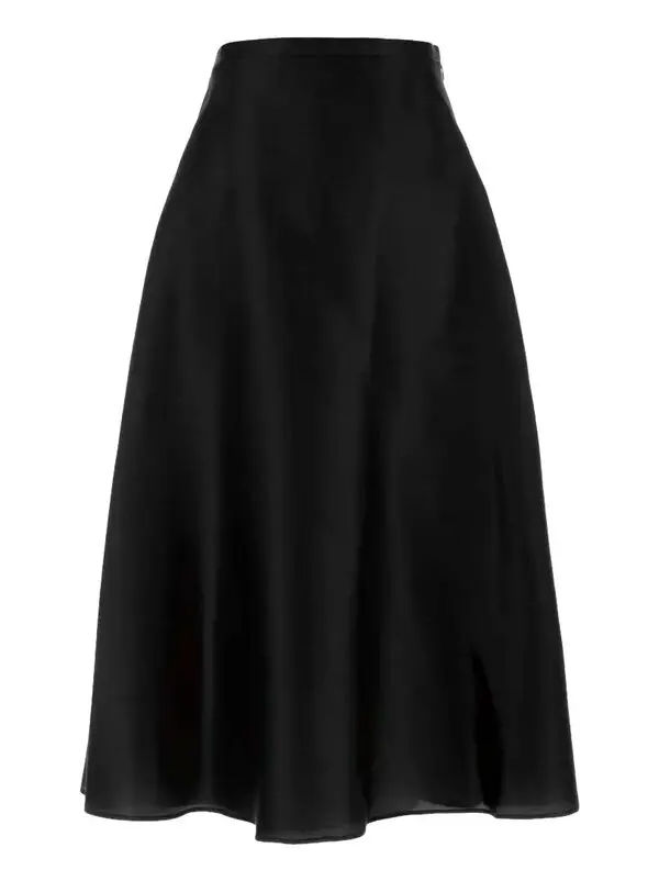 Alberta Ferretti Silk Pleated Midi Skirt - Black