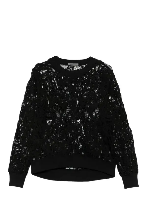 MAURIZIO BRASCHI Lace Detailed Sweater - Black
