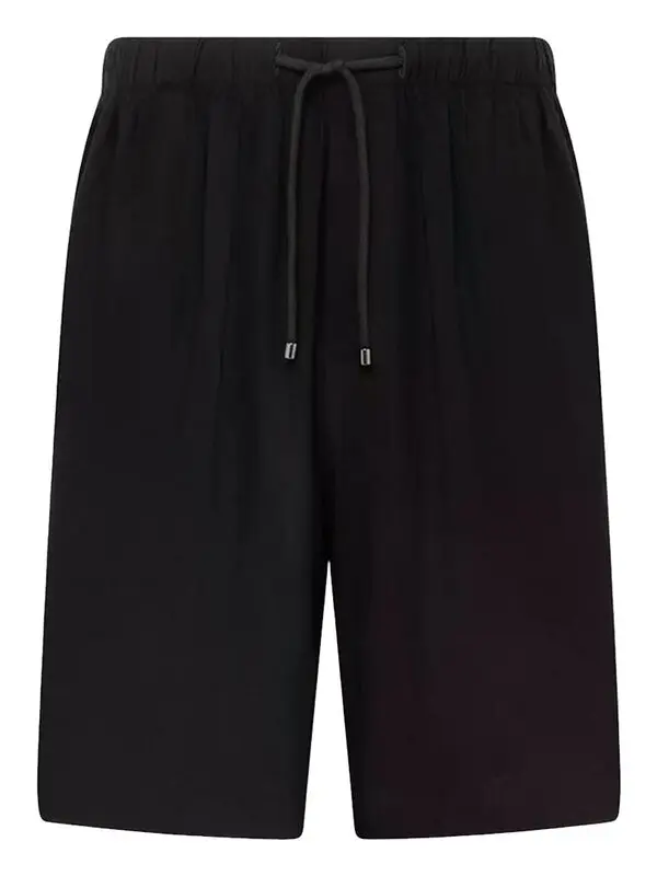 LANEUS Drawstring Embroidered Shorts - Black