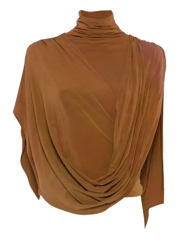 Nina Ricci High-neck Draped Top - Brown