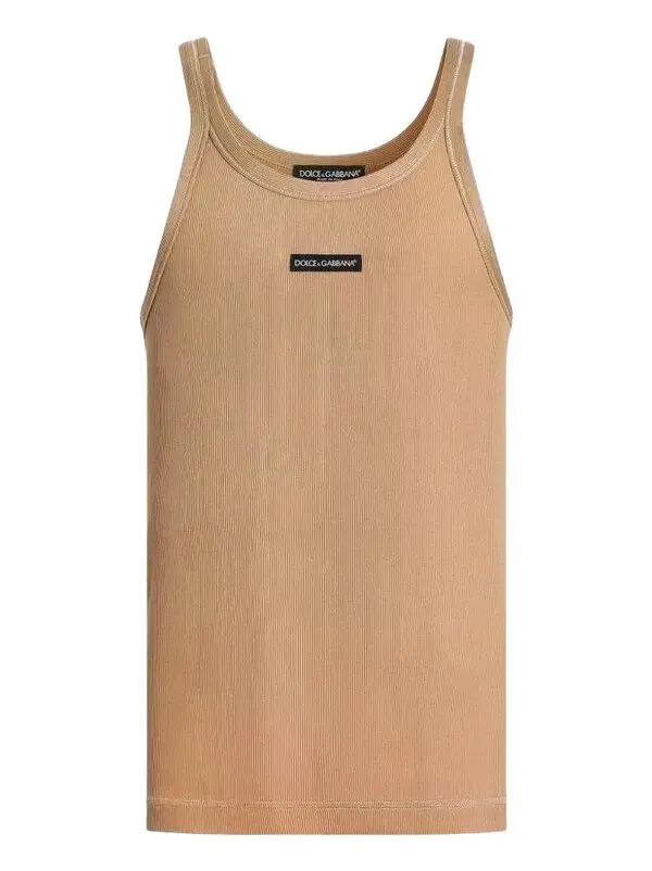 Dolce & Gabbana Ribbed Cotton Tank Top - Neutrals