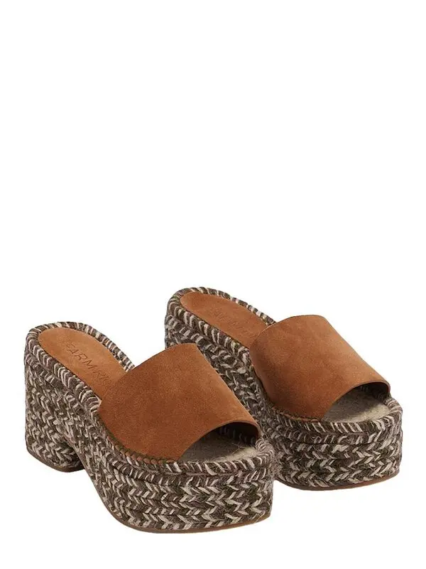 Farm Rio Espadrille Platform Slides - Brown