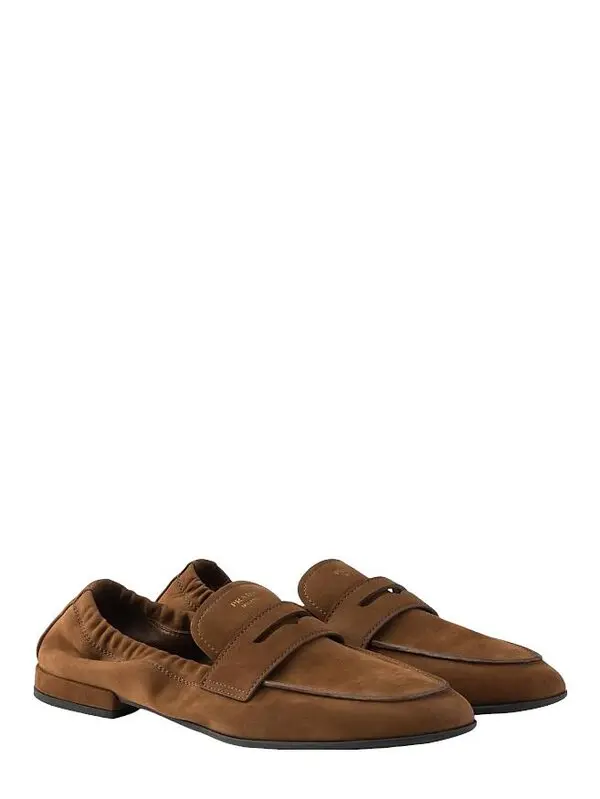 Prada Shuffle Nubuck Leather Loafers - Light Brown