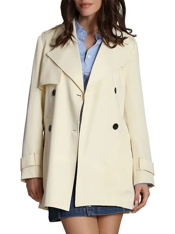 Avec Les Filles Drapey Mid Length Trench Jacket - Buttermilk