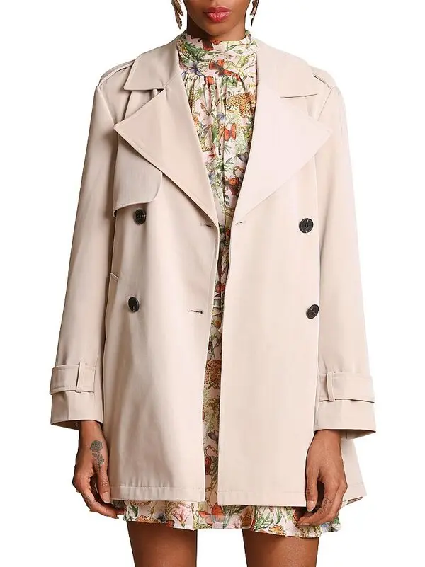 Avec Les Filles Drapey Mid-length Trench Jacket - Sandstone