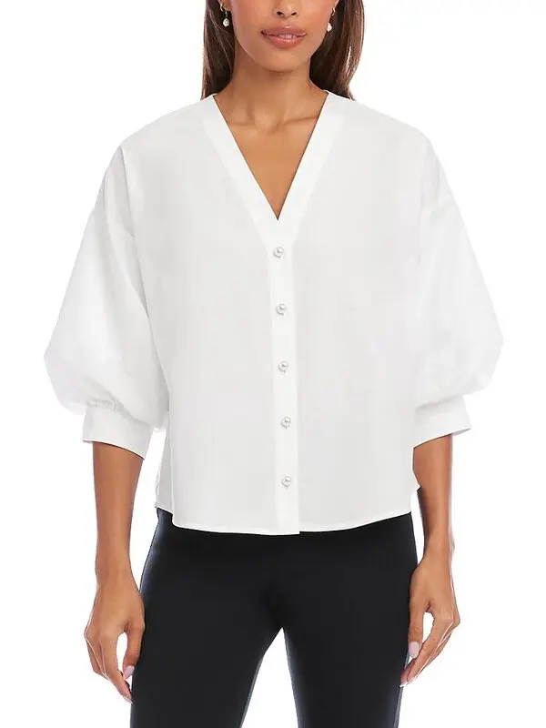Karen Kane Lantern Sleeve Top - Off White