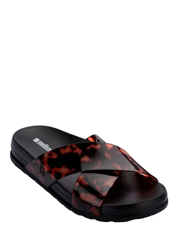 Melissa Cozy Cross Slides - Black/tortoise