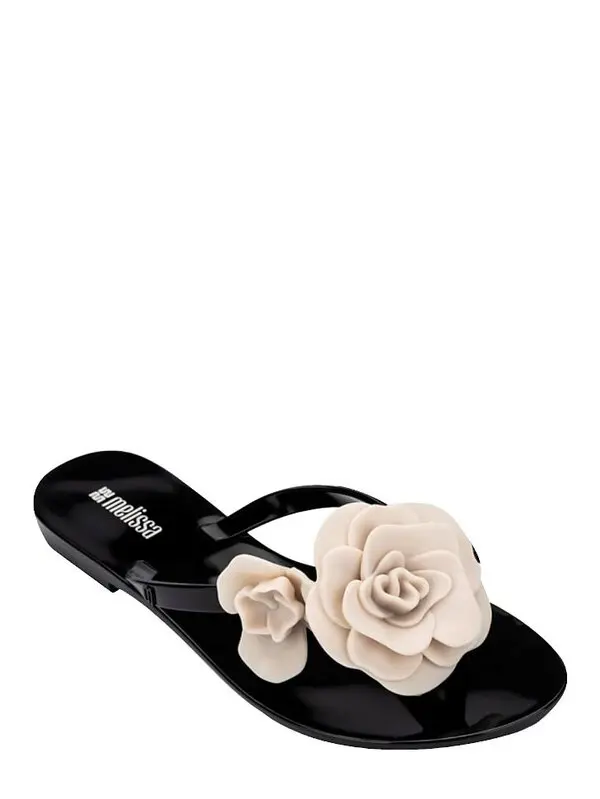 Melissa Harmonic Petals Flip-flop Sandals - Black/beige