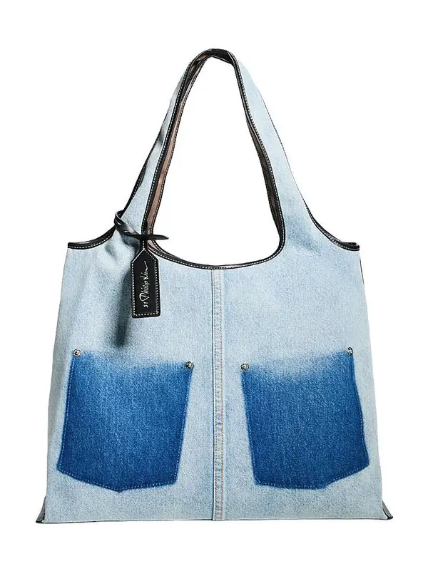 3.1 Phillip Lim Denim Ghost Patch Denim Tote Bag - Light Denim