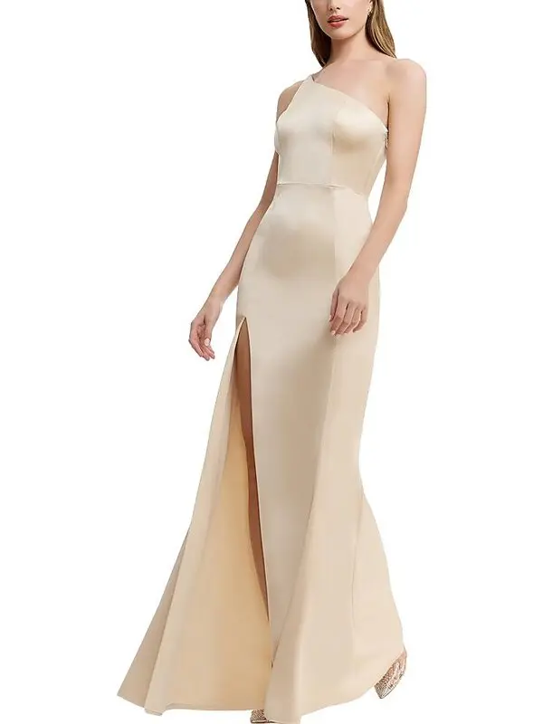 Dress The Population Amy Asymmetrical Gown - Champagne