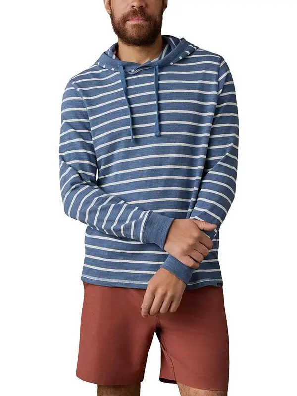 Faherty Brand Sunwashed Slub Hoodie - Breaker Blue Breton Stripe