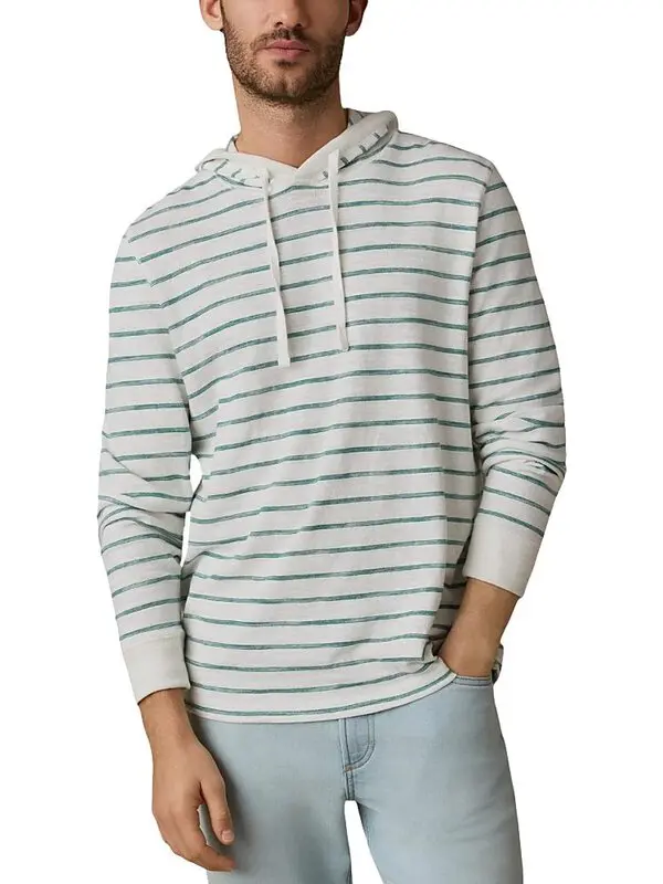 Faherty Brand Sunwashed Slub Hoodie - White Biscayne Stripe